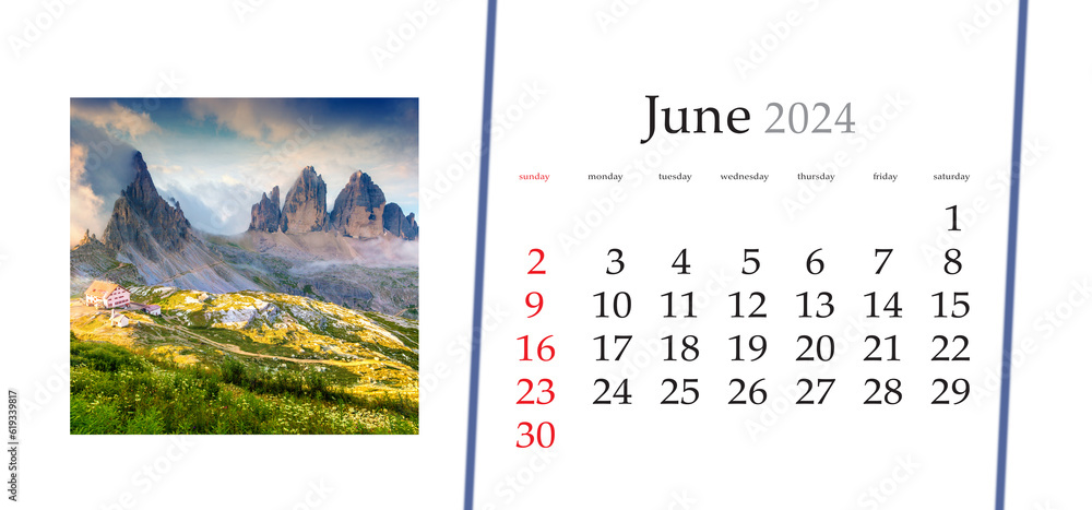 Set of horizontal flip calendars with amazing landscapes in minimal ...