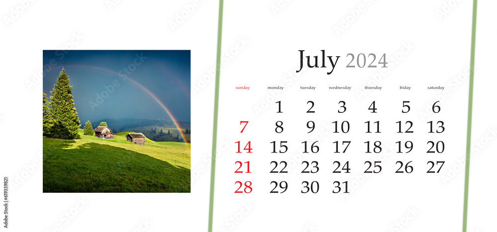 Set of horizontal flip calendars with amazing landscapes in minimal ...