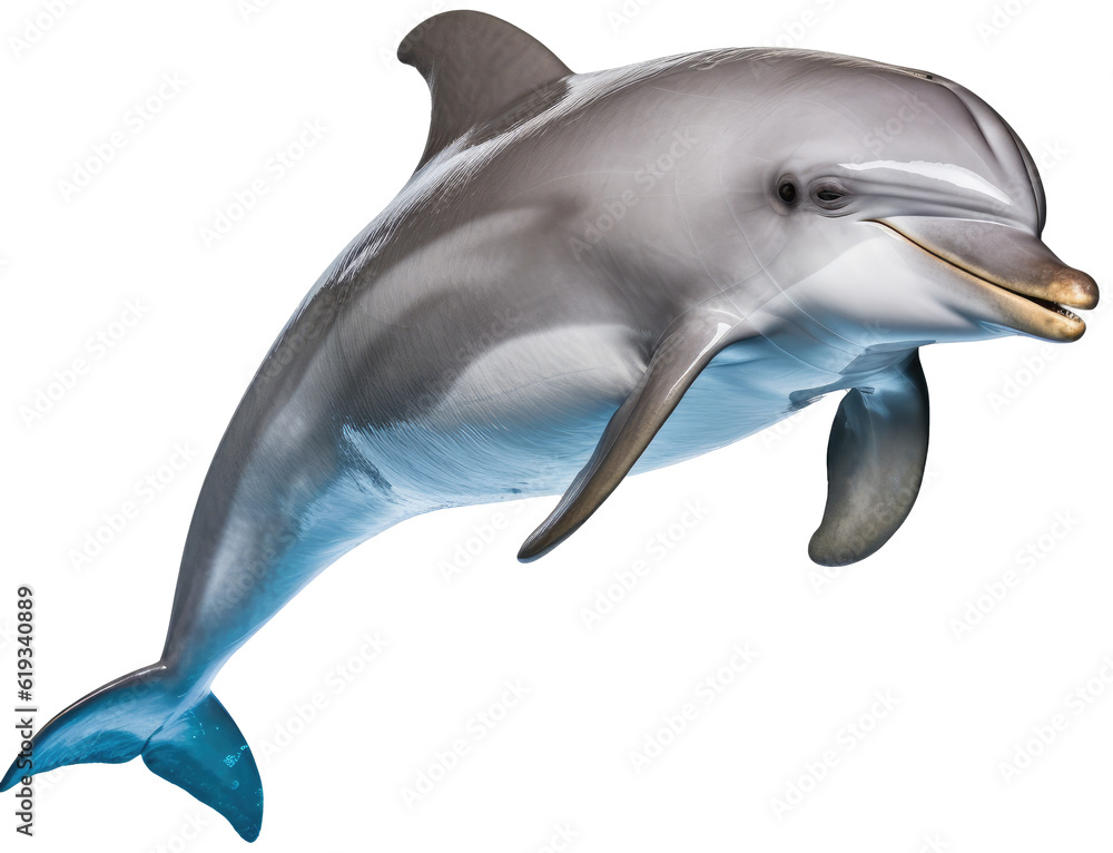 Dolphin jumping out of the water isolated on white background as ...