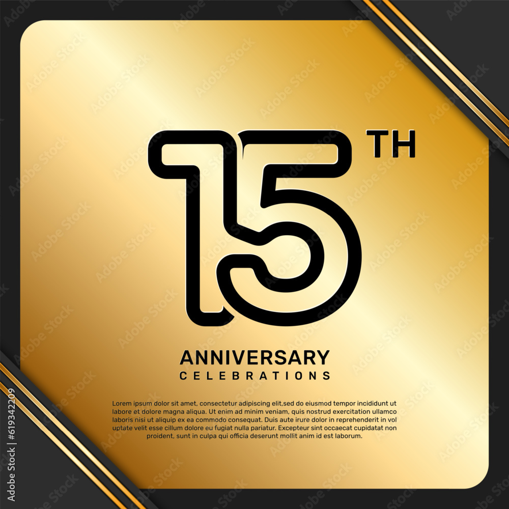 15th anniversary celebration template design with simple and luxury ...