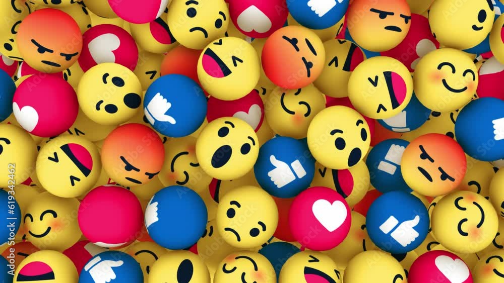 Emoji Icon Transition with social media icons falling and reveal screen ...