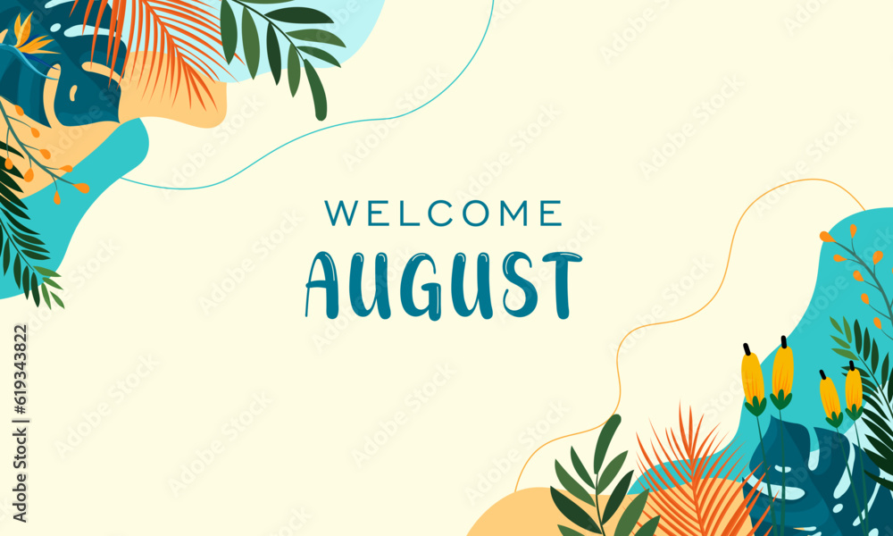 welcome august vector background.suitable for card ,banner , or poster ...