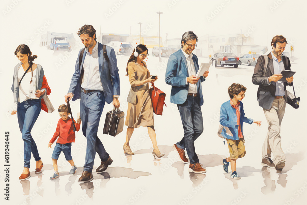 the varied expressions and activities of busy people going about their ...