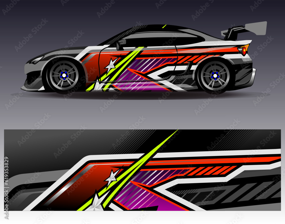 Car wrap design vector. Graphic abstract stripe racing background kit ...