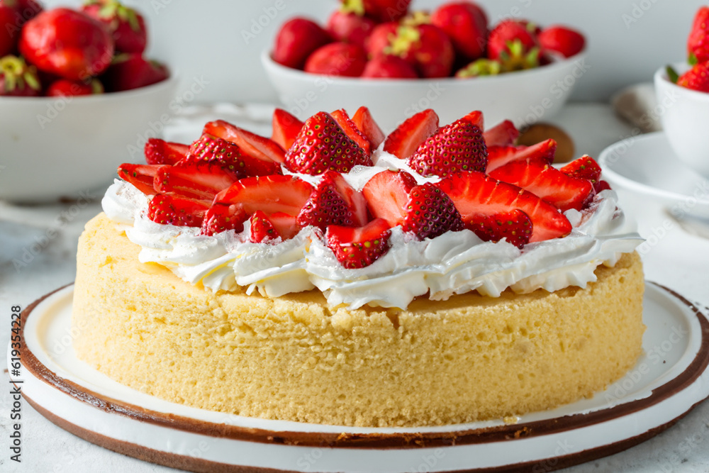 Strawberry Shortcake- Layers of fluffy sponge cake, fresh strawberries ...