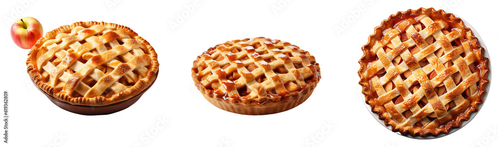 A set of three types of Apple Pie. Culinary design elements of natural ...