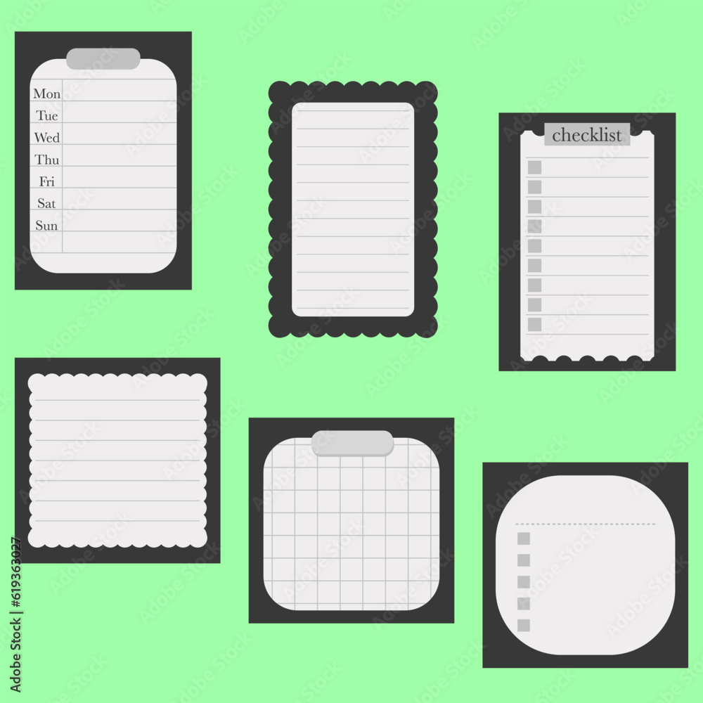 Set of Cool Vector Paper Notes, Tracker and Checklist. Stock Vector ...