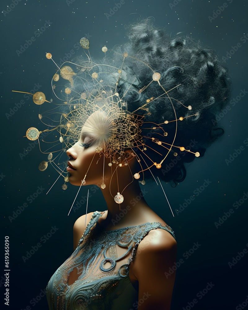 Thoughtful individual in a quiet, contemplative state, enveloped by ...