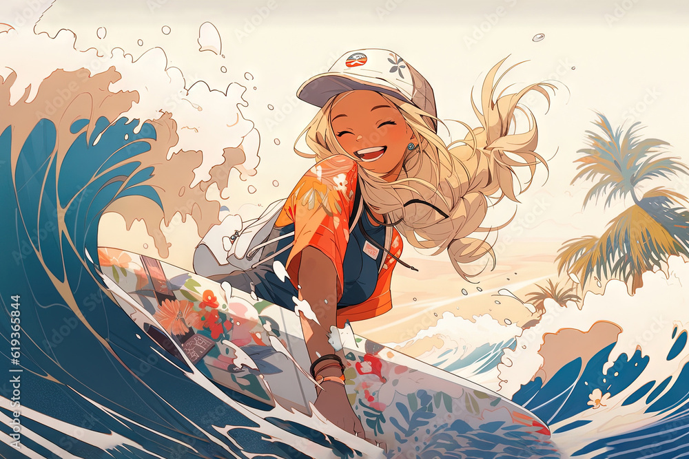 Stylish surfer girl takes on the waves, but her glamorous image takes a ...