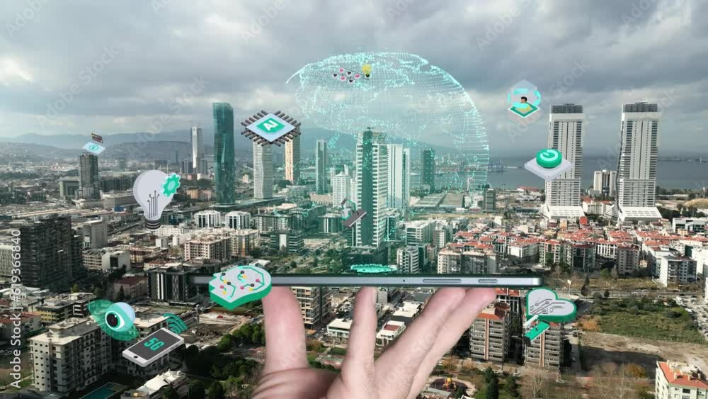 Smart city IOT internet of thing ICT digital technology futuristic ...