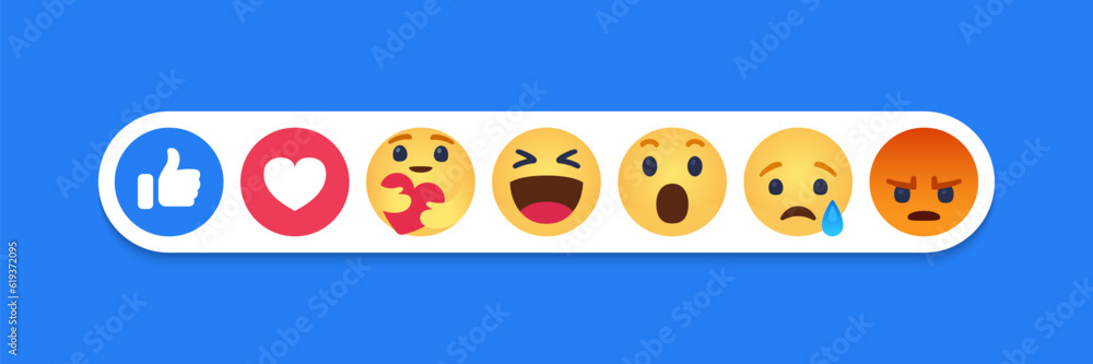 Facebook reactions. facebook emoji - social media smiley emoji face ...