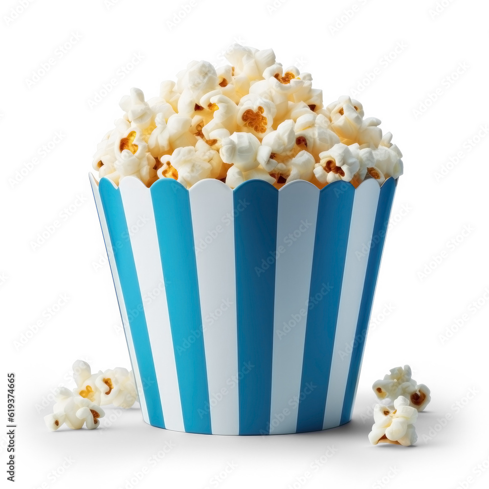 Blue popcorn bucket isolated on transparent background Stock ...