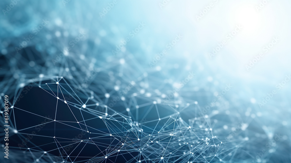 abstract blue lines and dots background, concept of big digitalization ...