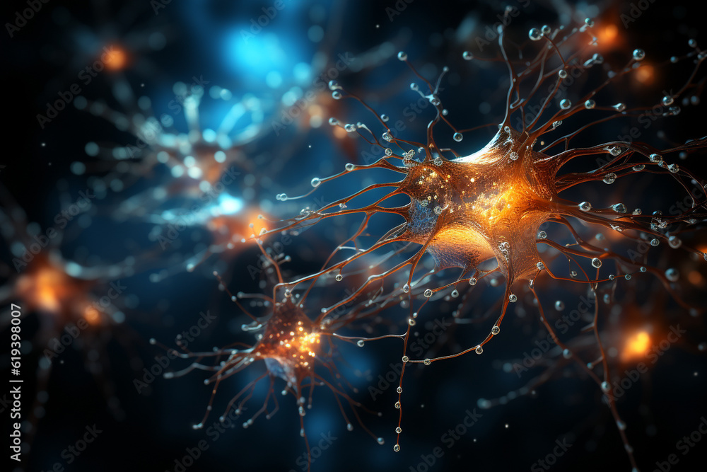 Visualization of a neuron cell with dendrites and axon, cytology ...