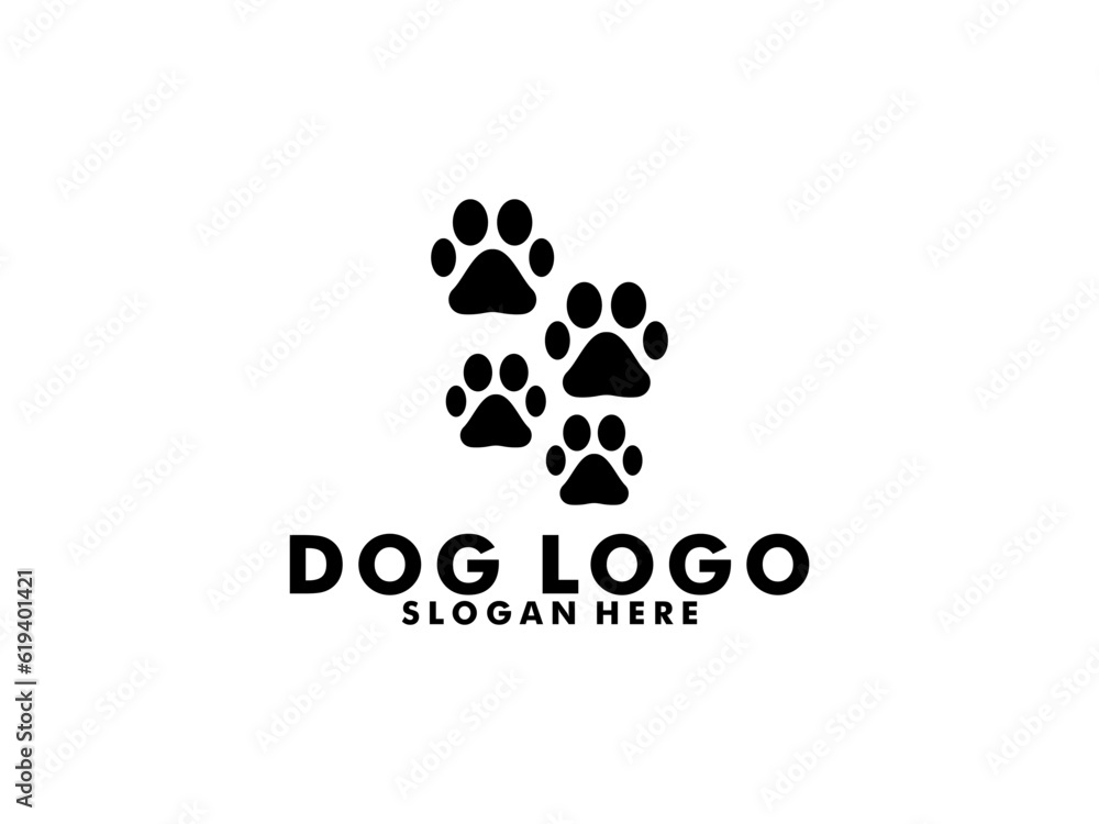 Dog Paw logo vector, simple minimal dog care logo design, silhouette ...