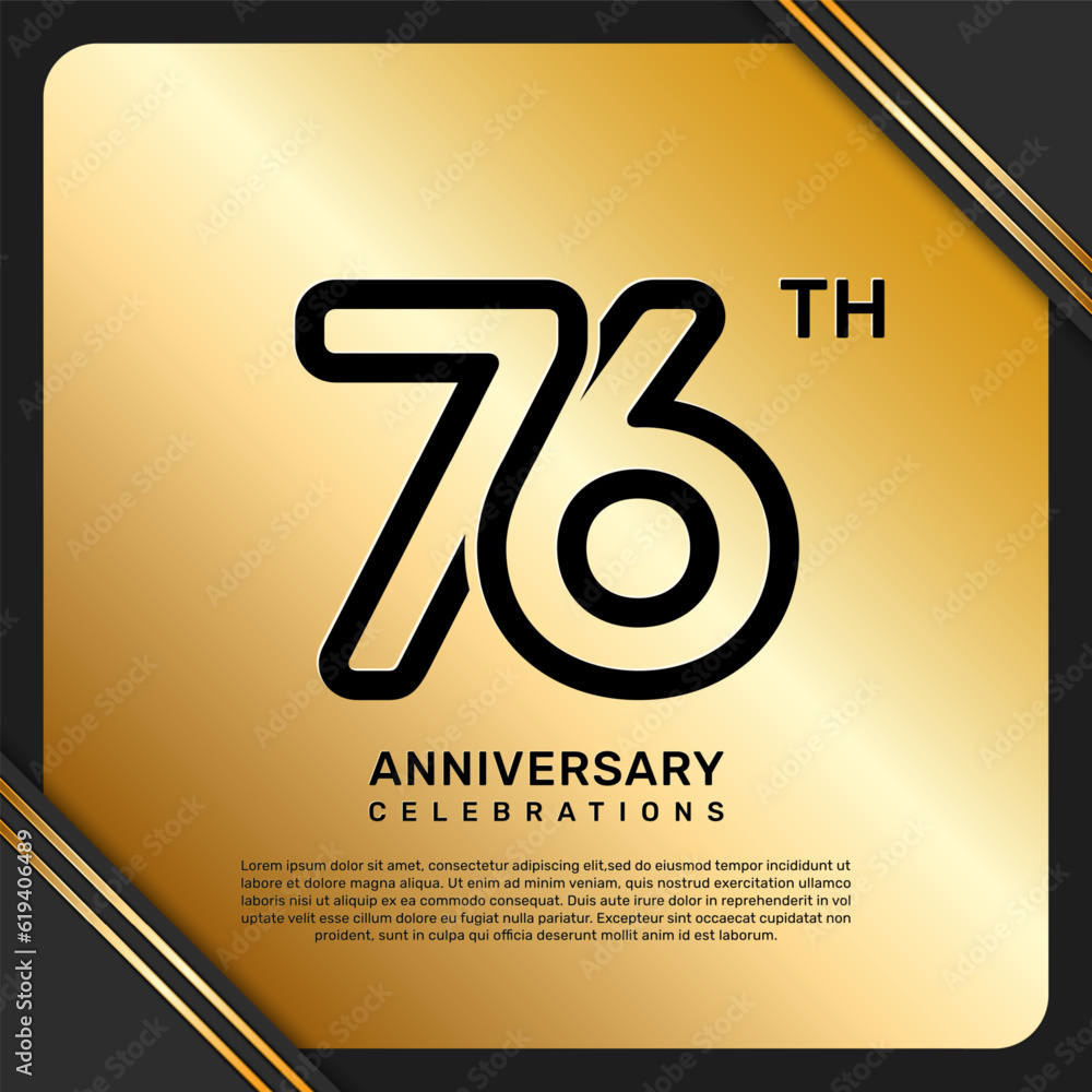 76th anniversary celebration template design with simple and luxury ...