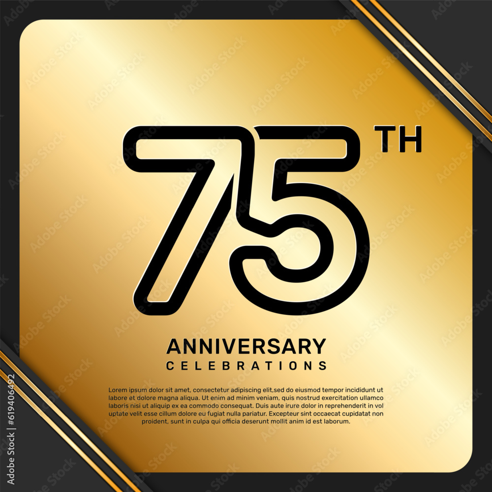 75th anniversary celebration template design with simple and luxury ...