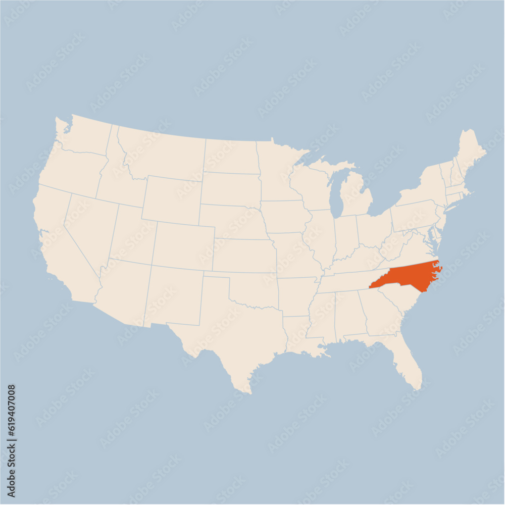 Vector map of the state of North Carolina highlighted highlighted in ...