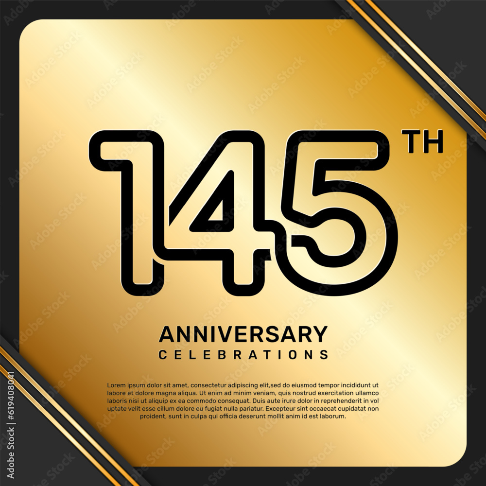 145th anniversary celebration template design with simple and luxury ...
