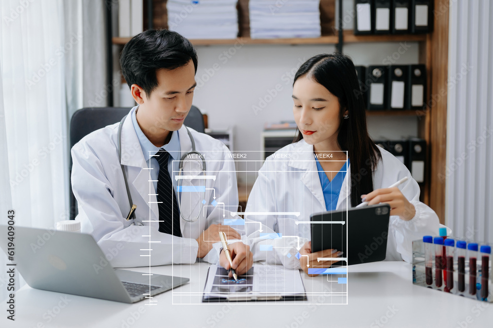 Project manager working and update tasks with Gantt chart scheduling ...