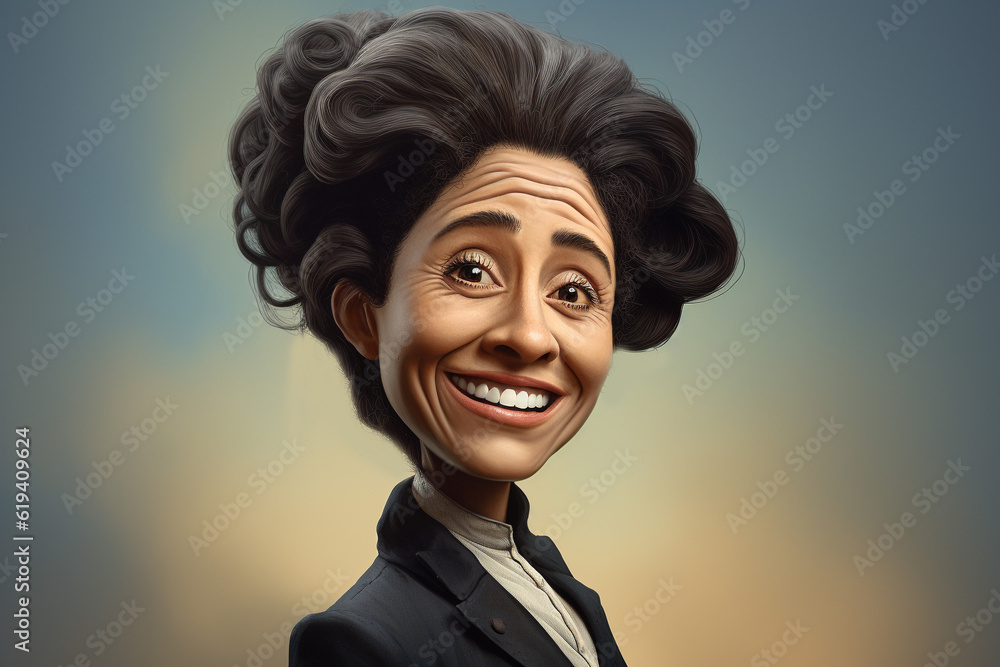 Caricature of a politician type figure, mature woman, cartoon, extreme ...