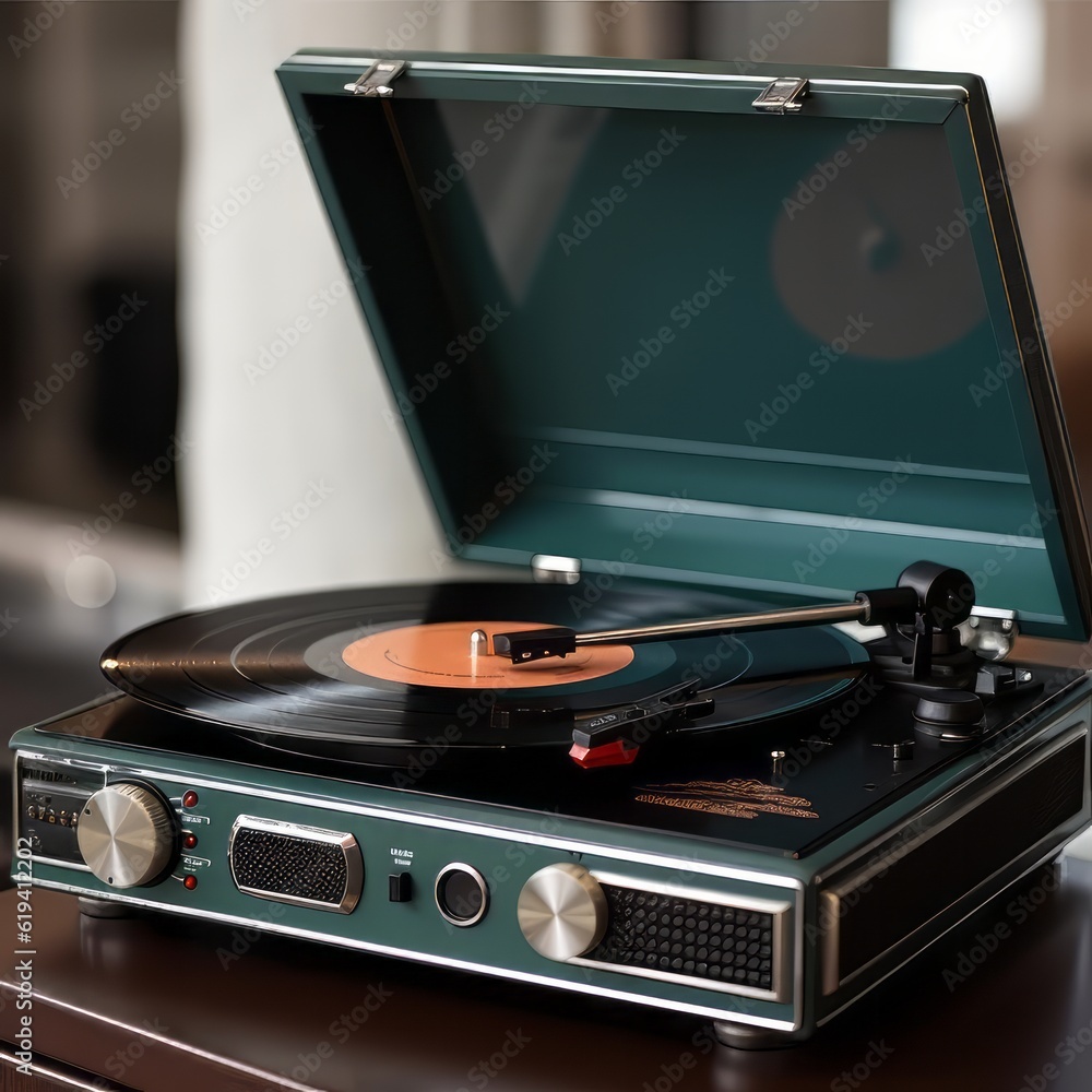 turntable playing vinyl record. Generative AI Technology Stock Photo ...