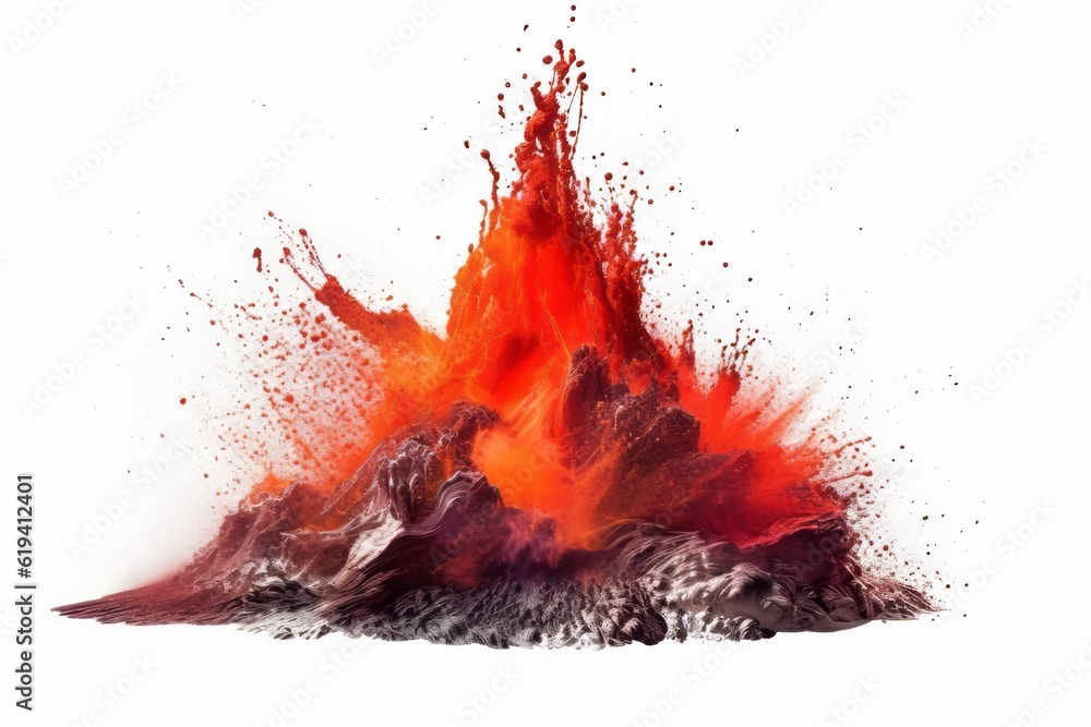 Volcanic Mountain In Eruption, transparent background. Generative AI ...