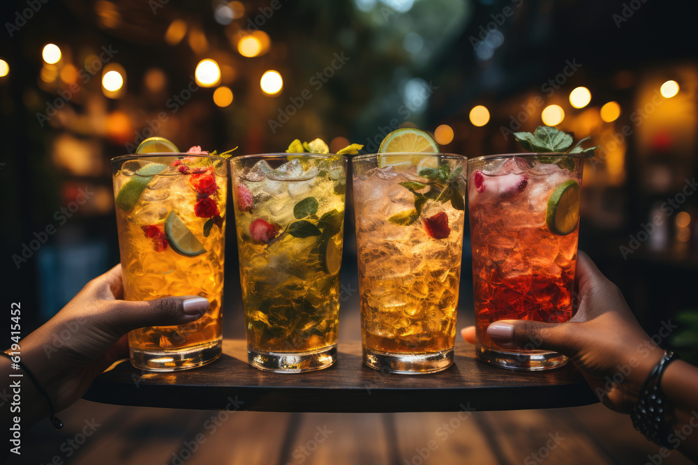 Cheers to Friendship: Multiple Ladies Pointing to Glasses of Alcohol ...