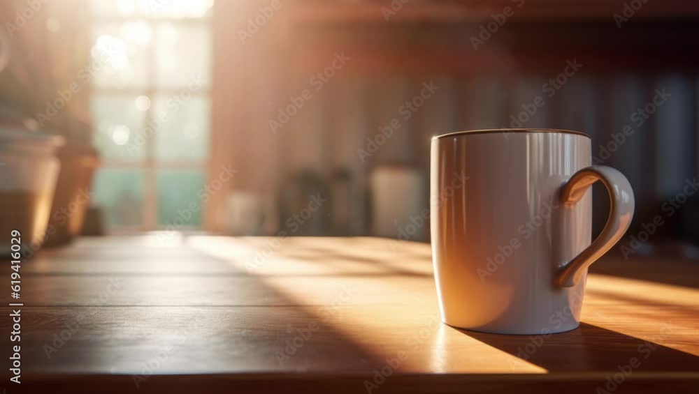 Hot coffee mug in the morning. Delicious hot drink to start the day ...