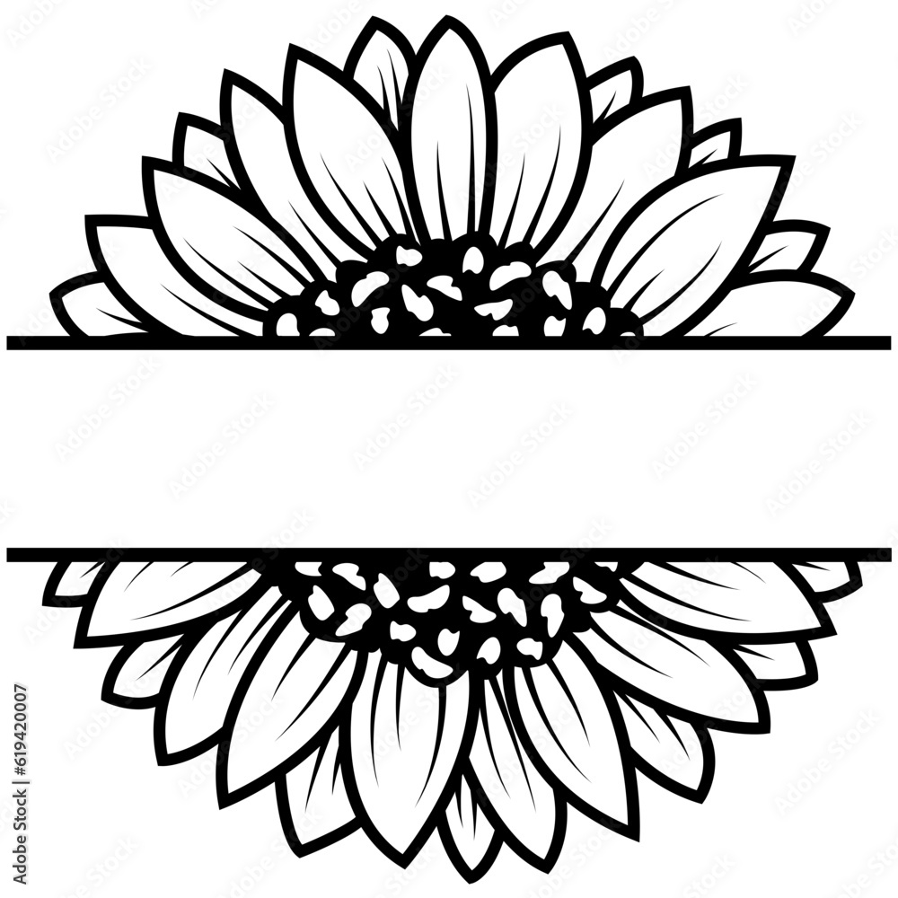 Sunflower split monogram svg, Floral border Stock Vector | Adobe Stock