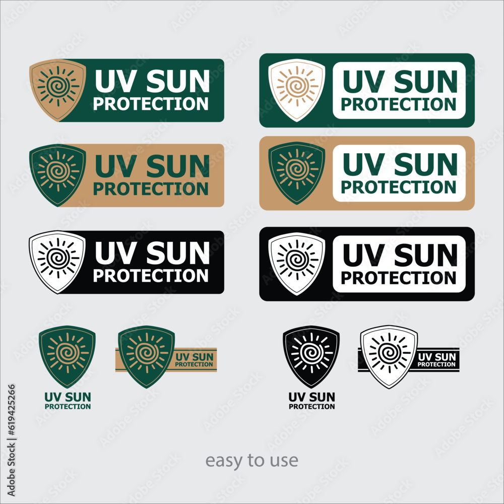 uv protection, uv sun protection, badge icon set, emblem, symbol, sign ...