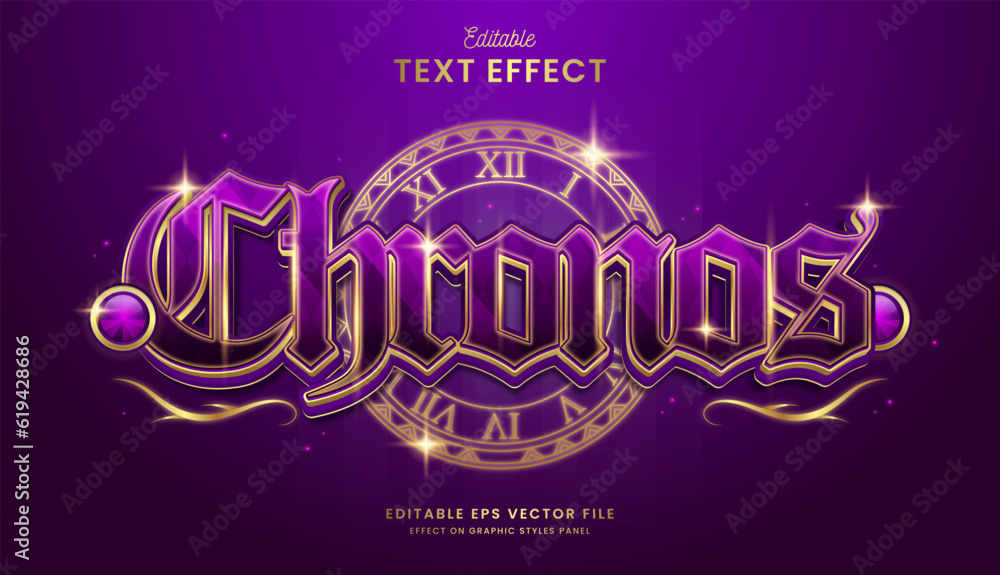 decorative editable golden chronos text effect vector design Stock ...