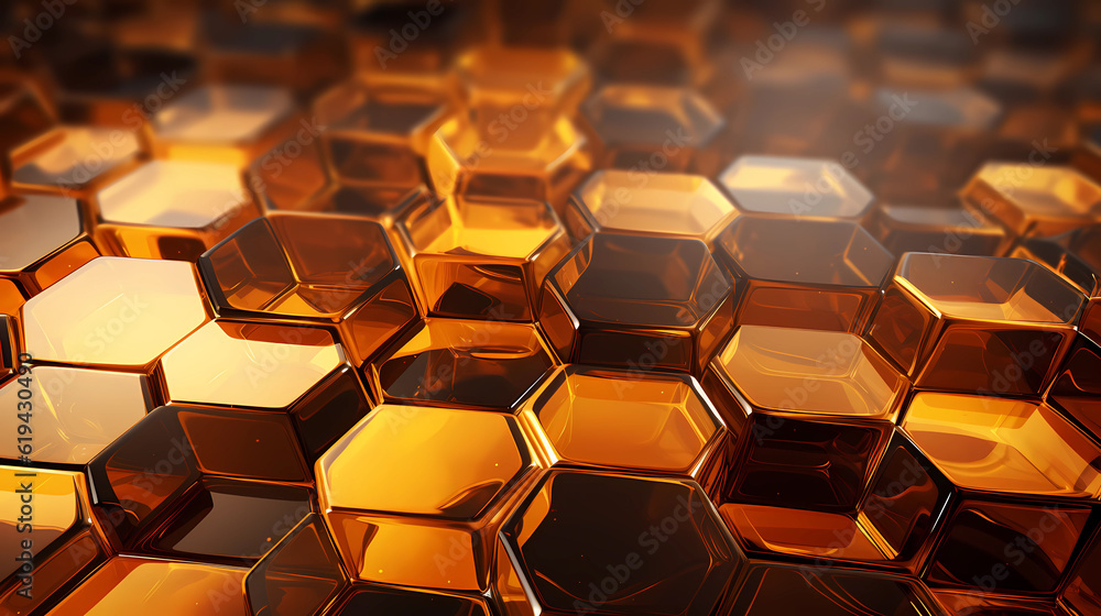 Abstract background with amber color and geometry in form of beehive ...
