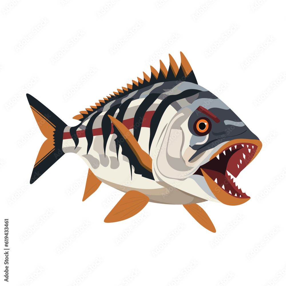 goliath tigerfish fish vector flat minimalistic isolated illustration ...