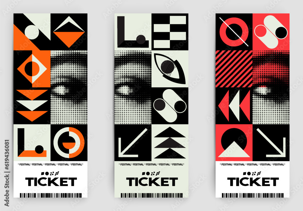 Postmodern illustrations with bold geometric shapes and abstract ...