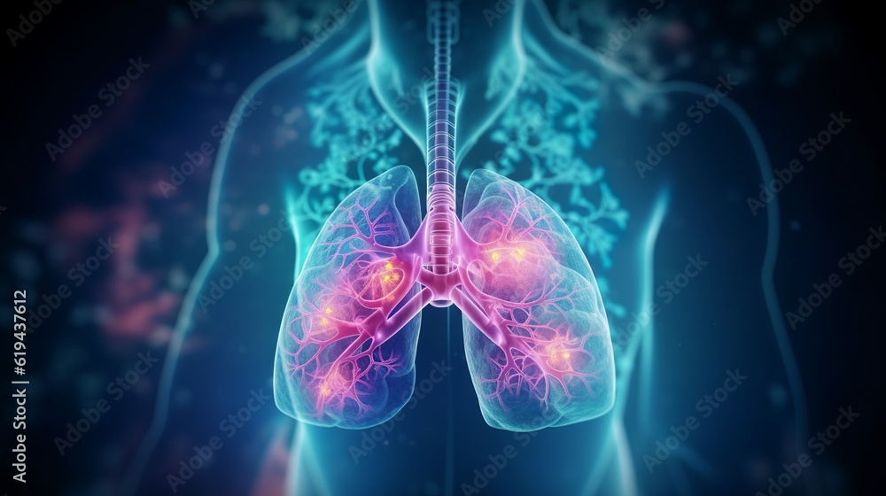 3D rendered illustration of a human lung, Lung cancer, Medical concept ...