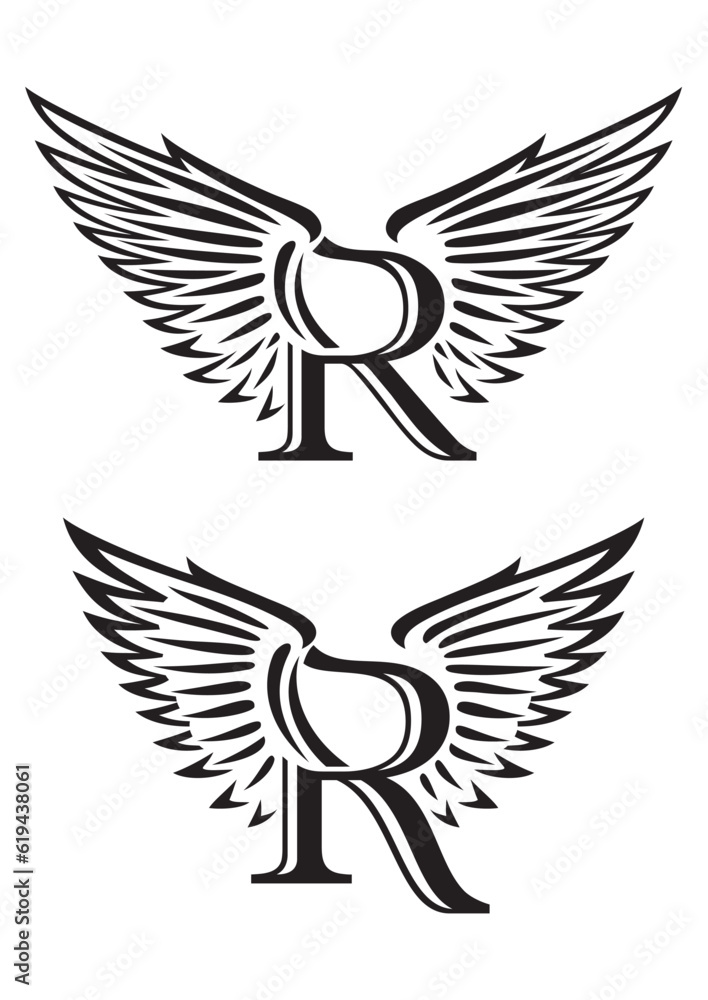 Letter R with wings for your projects Stock Vector | Adobe Stock