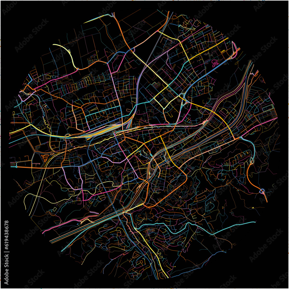 Colorful Map of Landshut, Bavaria with all major and minor roads. Stock ...