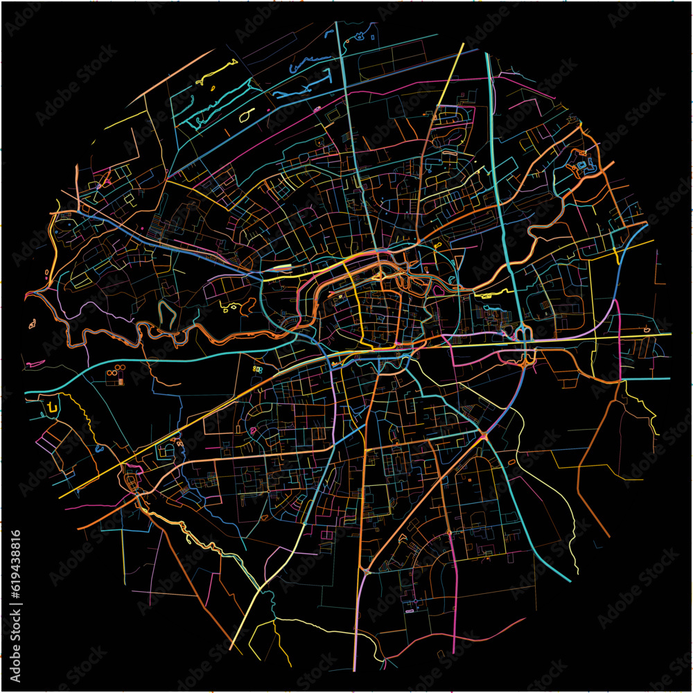 Vetor de Colorful Map of Lippstadt, North Rhine-Westphalia with all ...