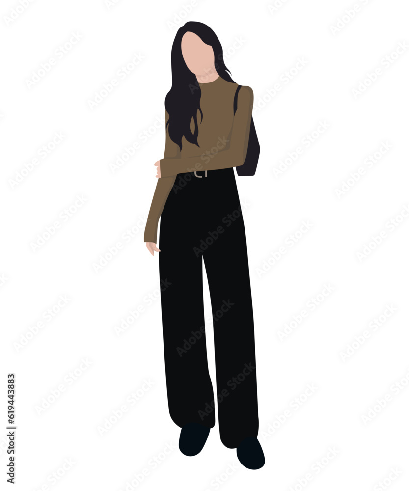 Beautiful and cute girl in stylish and fashionable clothes on a white ...