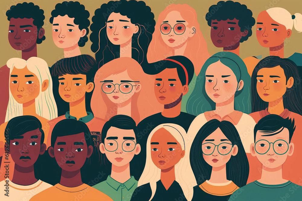 Illustration of diverse individuals representing Generation Z. The ...