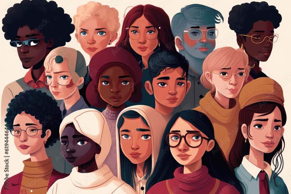 Illustration of diverse individuals representing Generation Z. The ...