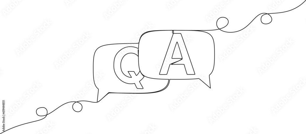 continuous single line drawing of Q and A in speech bubbles, questions ...