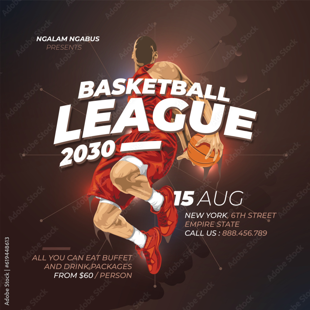 basketball league flyer design template Stock Vector | Adobe Stock