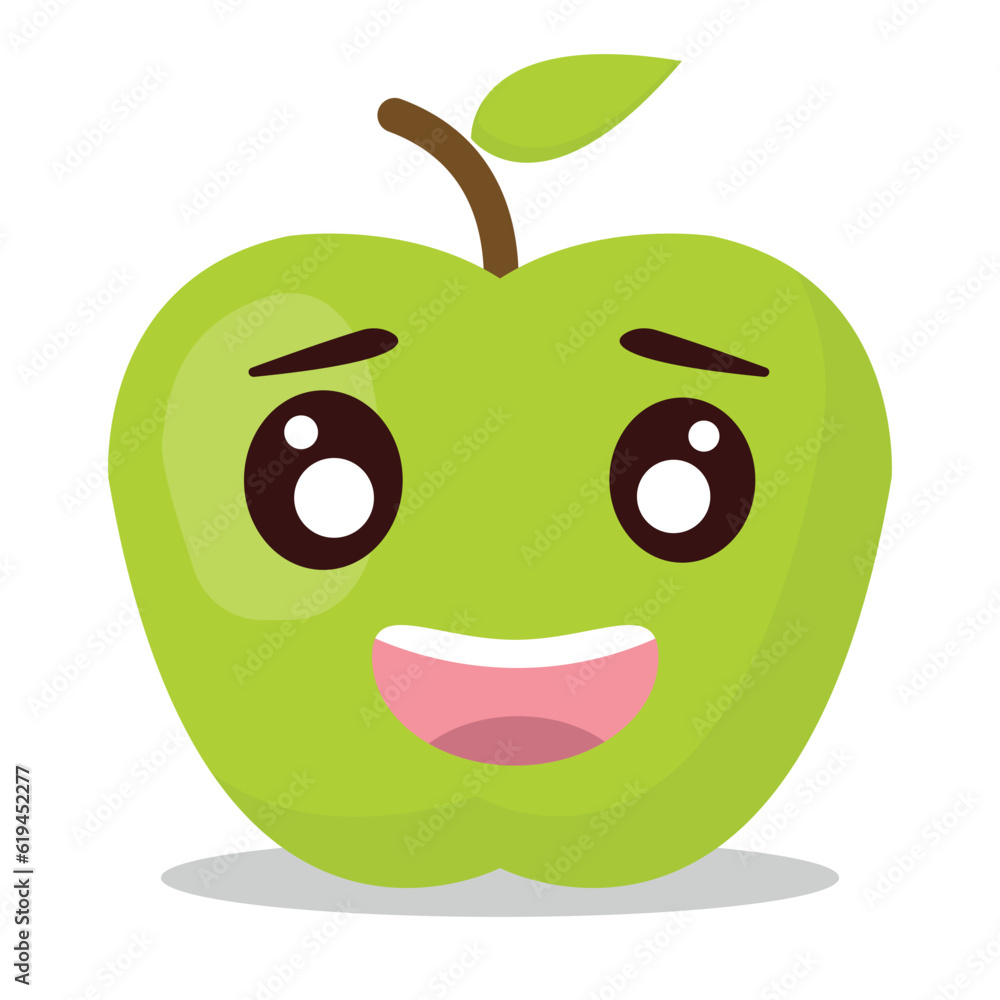 cute apple cartoon emoji. different emoji on the apple shaped face ...