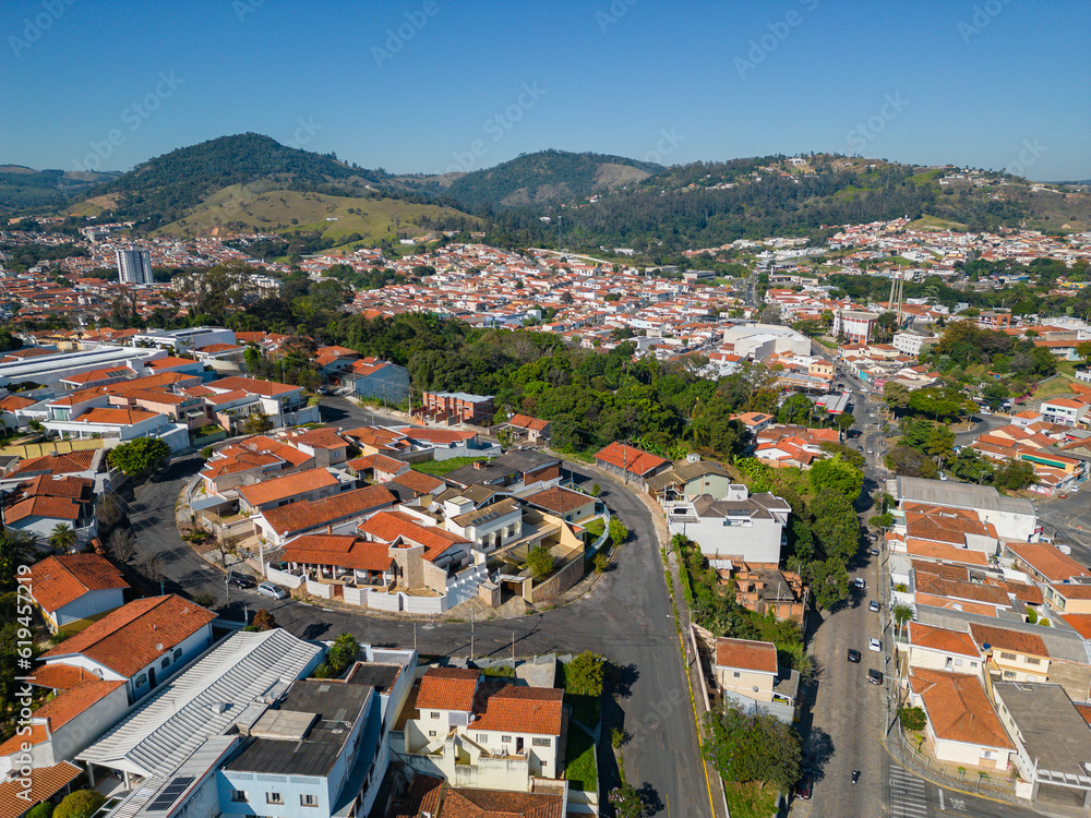 Aerial view of the city Amparo located in the interior of São Paulo ...