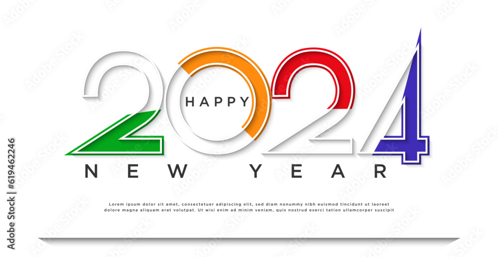 bright and bold number coloring for happy new year 2024 celebration ...
