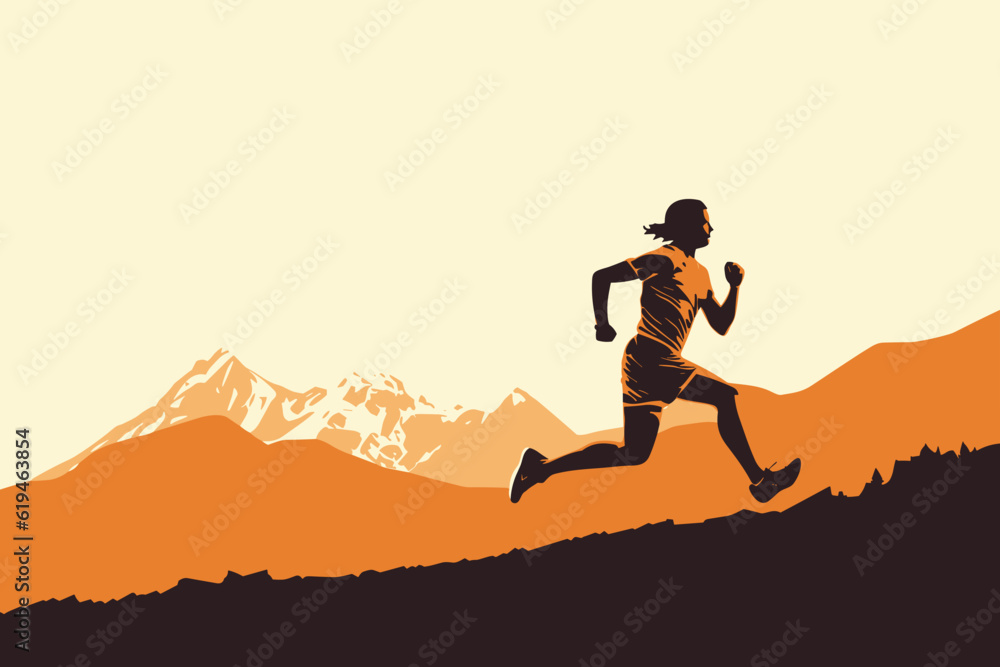 Hand-drawn cartoon Cross country runner flat art Illustrations in ...