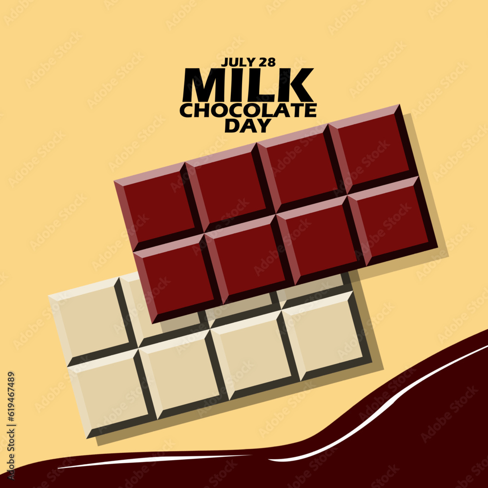 One chocolate bar and one chocolate milk bar with melted chocolate and ...