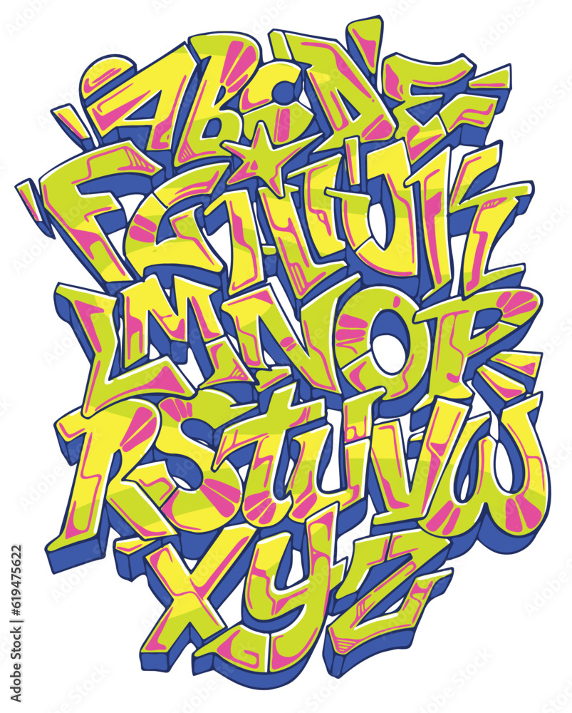 Vector hand drawn typeface in graffiti style. Street Based Graffiti ...